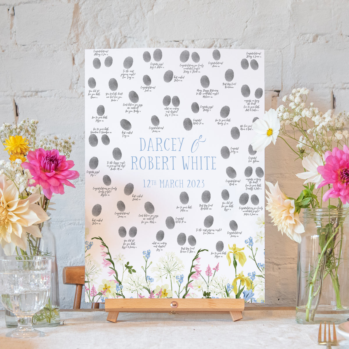 Personalised Wildflower Wedding Fingerprint Guestbook Sign – Manta Makes