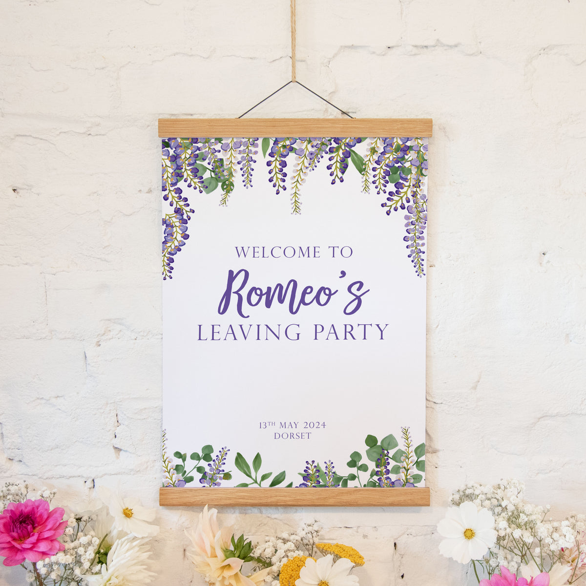 Wisteria Personalised Leaving Party Sign – Manta Makes