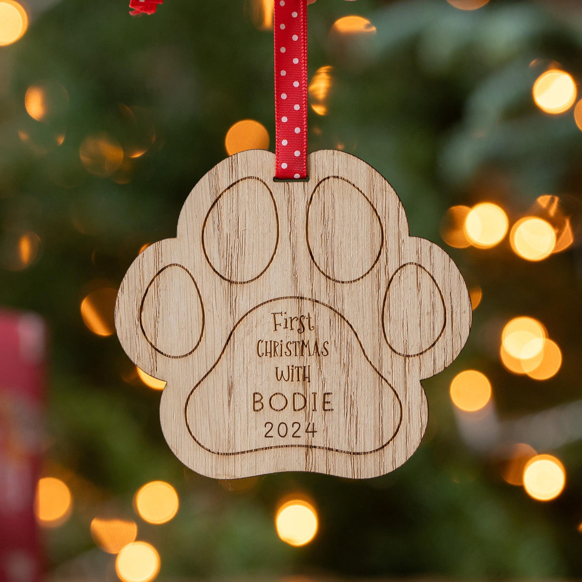 Personalised Pawprint Wooden Oak Decoration – Manta Makes