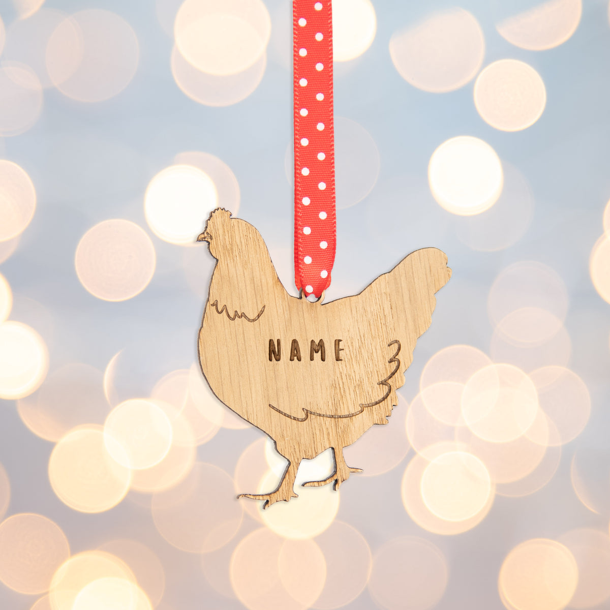 Personalised Chicken Wooden Oak Decoration – Manta Makes